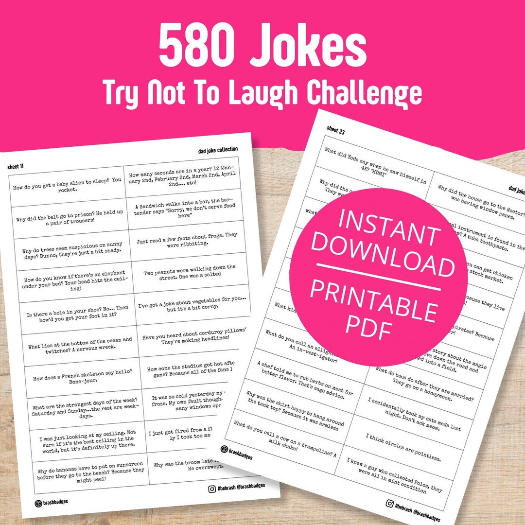 Dad Jokes: 580 Laugh Challenge Printable (PDF Download) - Etsy