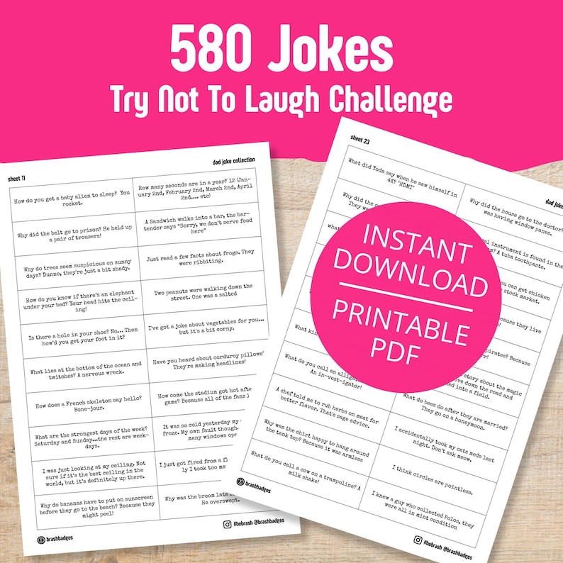 Dad Jokes Download - Try Not to Laugh Challenge Printable Jokes - 580 ...
