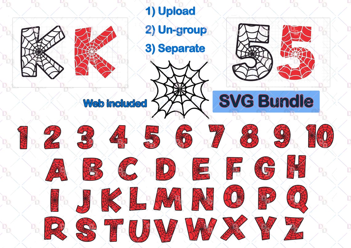SVG SPIDERWEB Alphabet Cut File Circuit - Etsy
