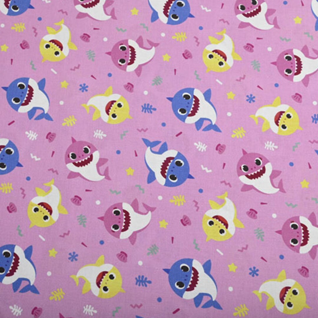 Baby Shark Fabric, 100% Cotton, Printed Fabric, Cartoon Fabric, by the ...