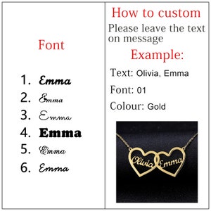 Double Heart Name Necklace, Personalized Two Names Necklace, Customize ...
