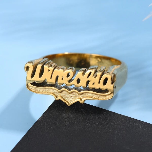 Cursive Name Ring - Etsy