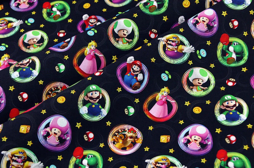 Nintendo Super Mario Fabric, 100% Cotton, Printed Fabric, Cartoon ...