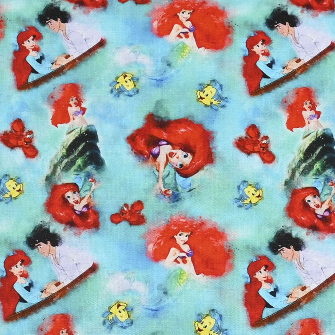 The Little Mermaid Fabric, 100% Cotton, Printed Fabric, Cartoon Fabric ...