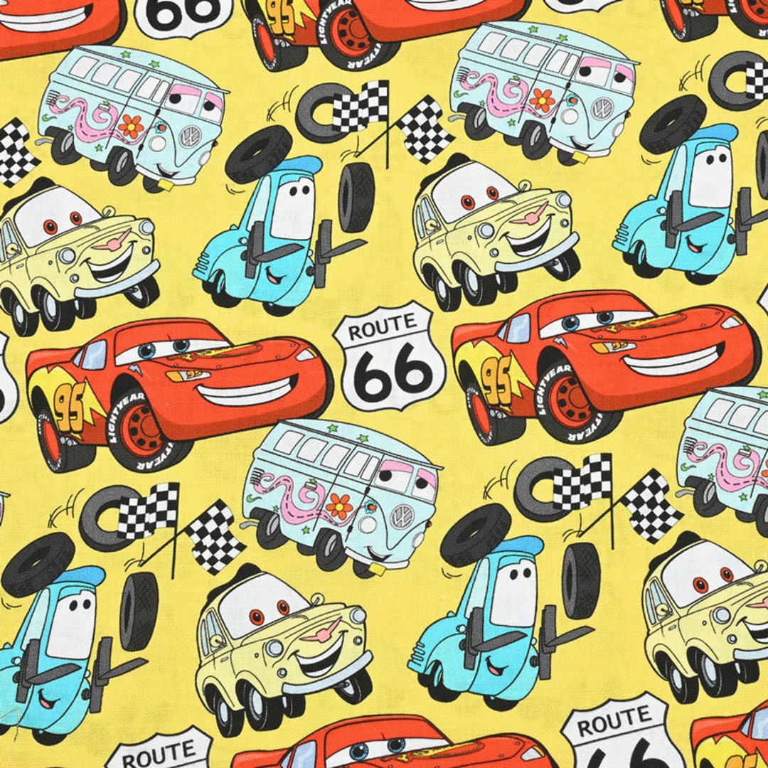Cars Lightning Mcqueen Fabric, 100% Cotton, Printed Fabric, Cartoon ...