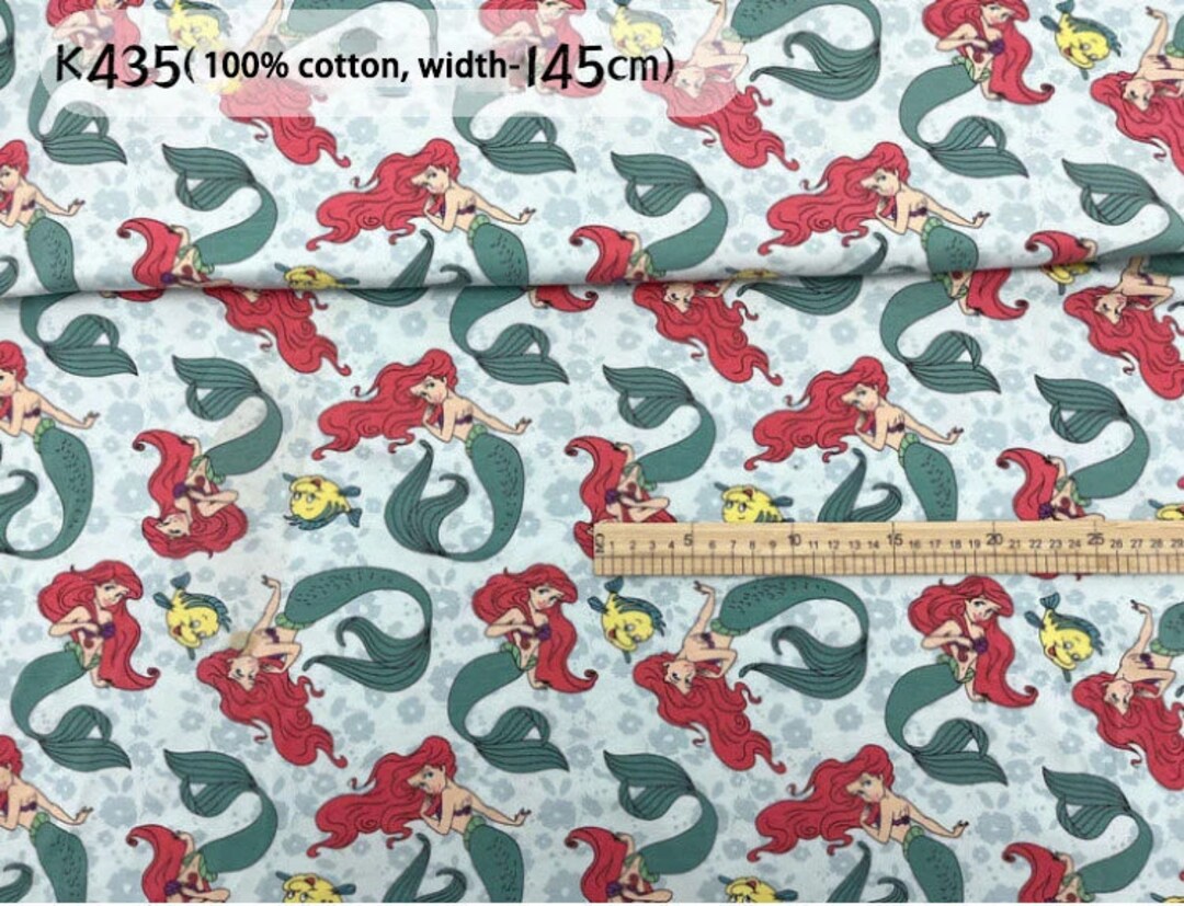 The Little Mermaid Fabric, 100% Cotton, Printed Fabric, Cartoon Fabric ...
