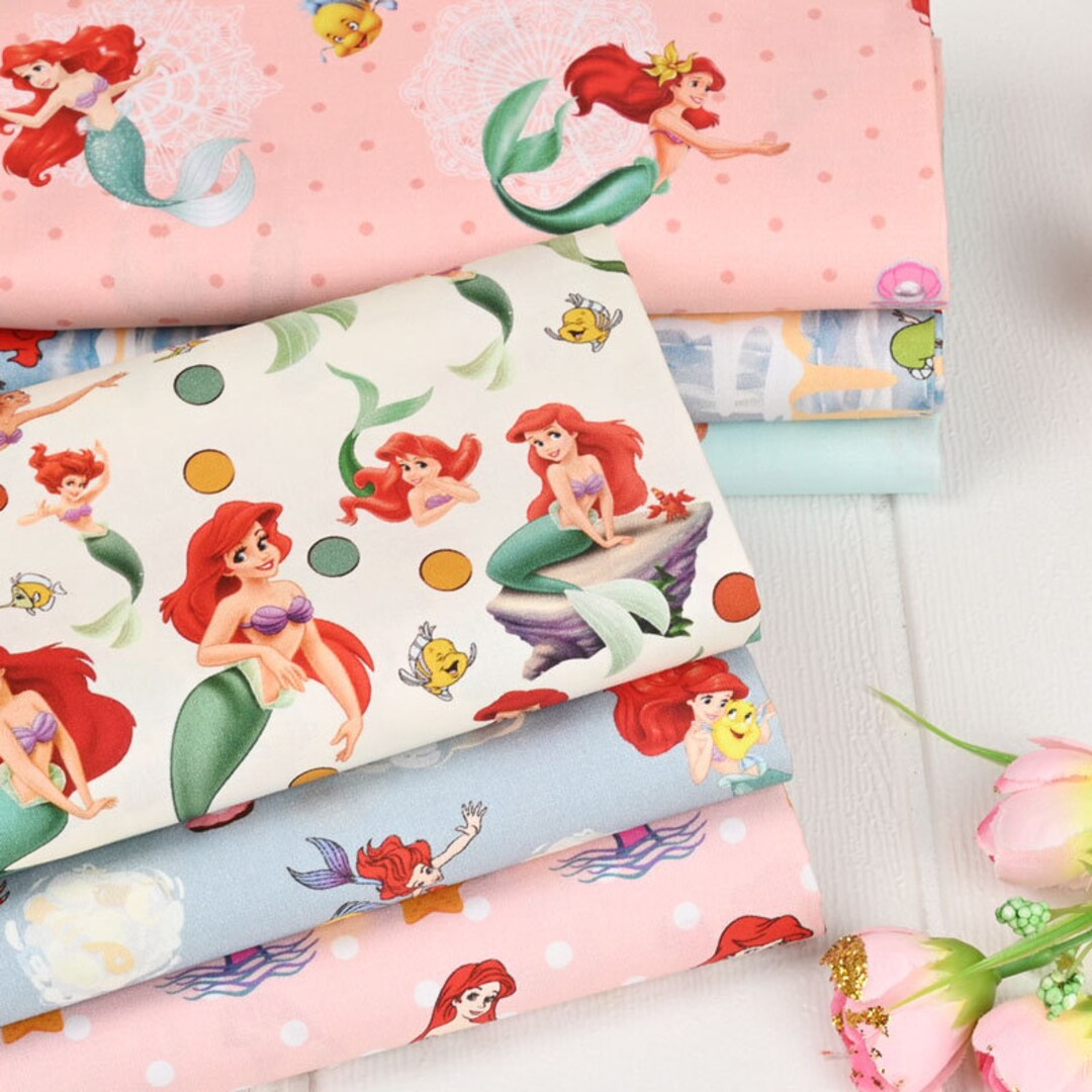 The Little Mermaid Fabric, 100% Cotton, Printed Fabric, Cartoon Fabric ...