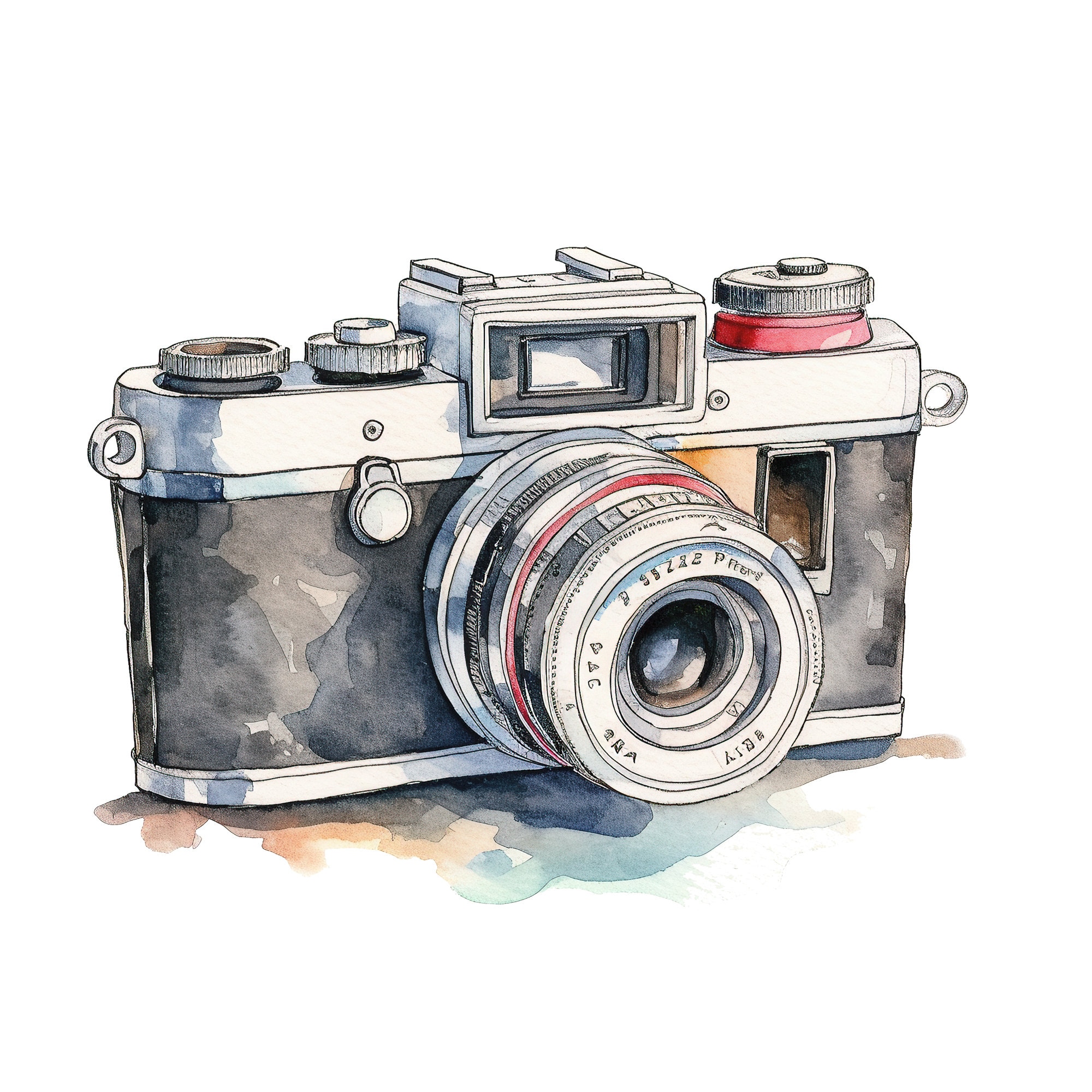Vintage Camera Watercolor Clipart, 29 Retro Transparent Pngs for ...