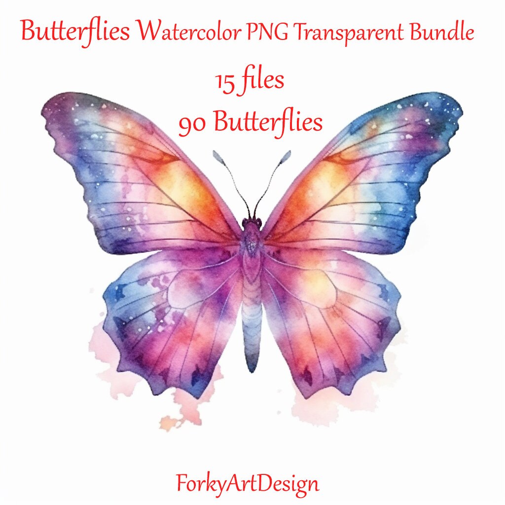 Butterfly Clipart PNG Watercolor Butterflies Digital Download Printable ...