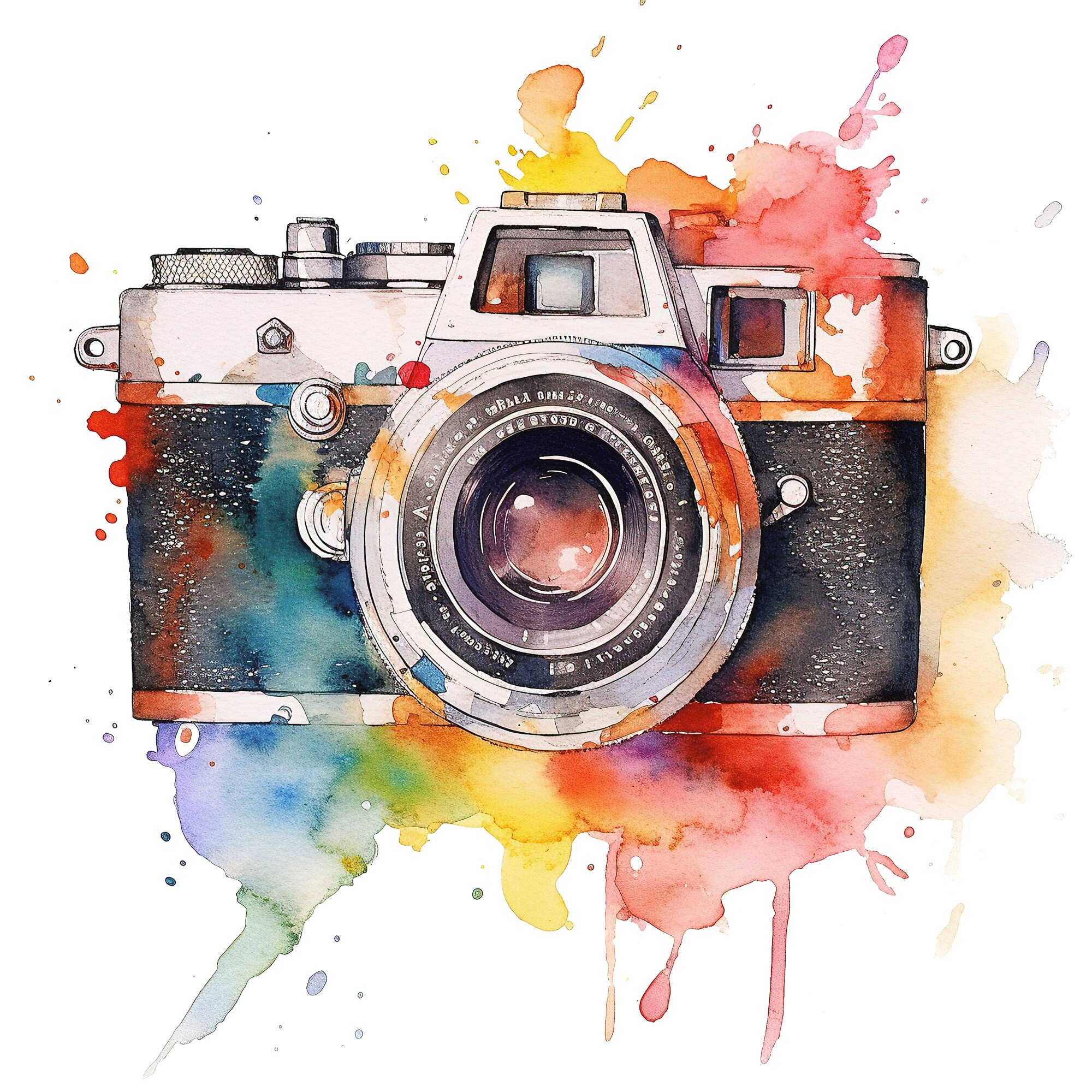 Vintage Camera Watercolor Clipart, 29 Retro Transparent Pngs for ...