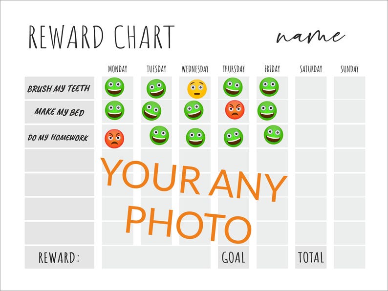 Personalized Magnetic Kids Reward Chart Dry-wipe + Magnets | Fridge ...
