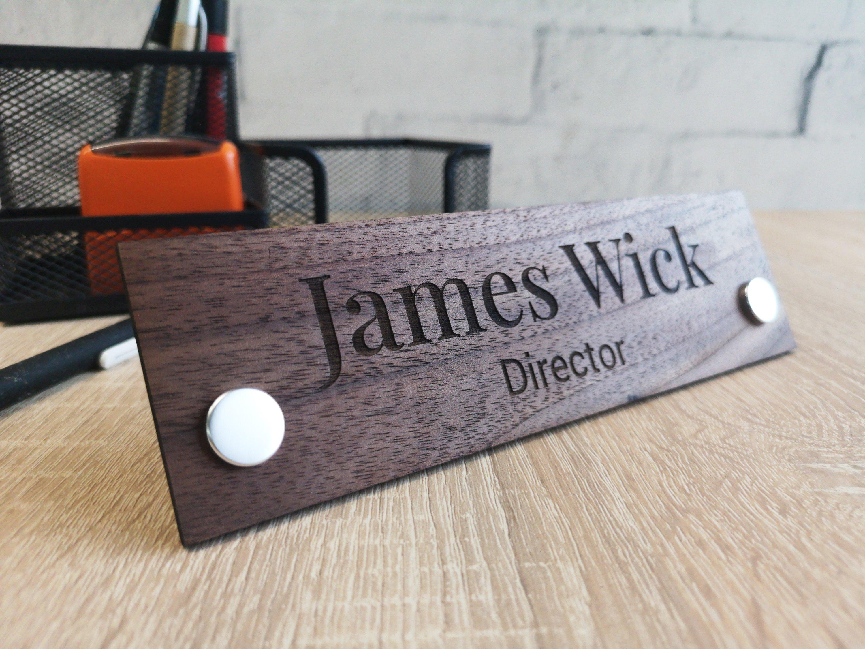 Solid Wood Desk Name Plate Custom Engraved, Personalized Desk Sign ...