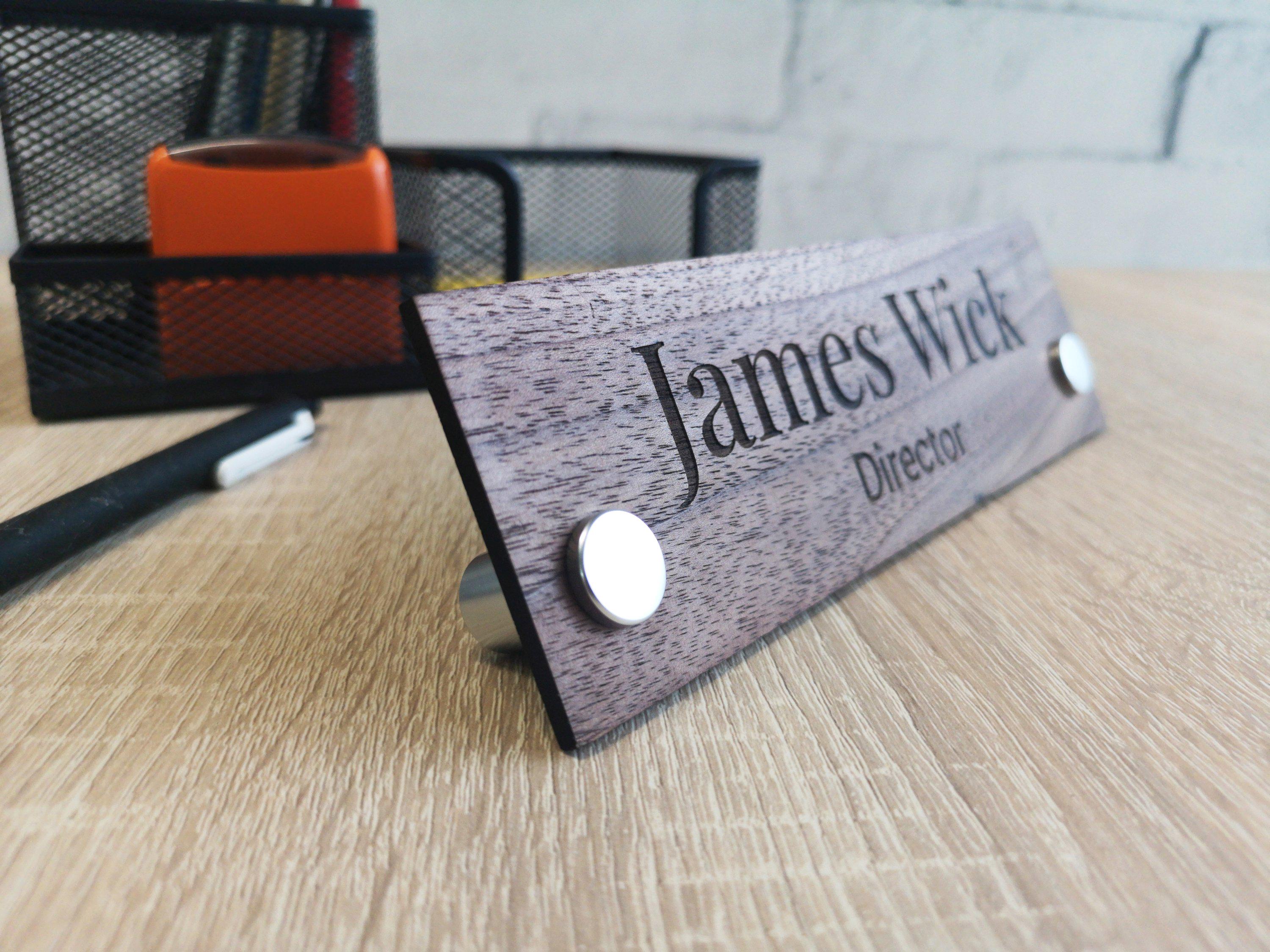 Solid Wood Desk Name Plate Custom Engraved, Personalized Desk Sign ...