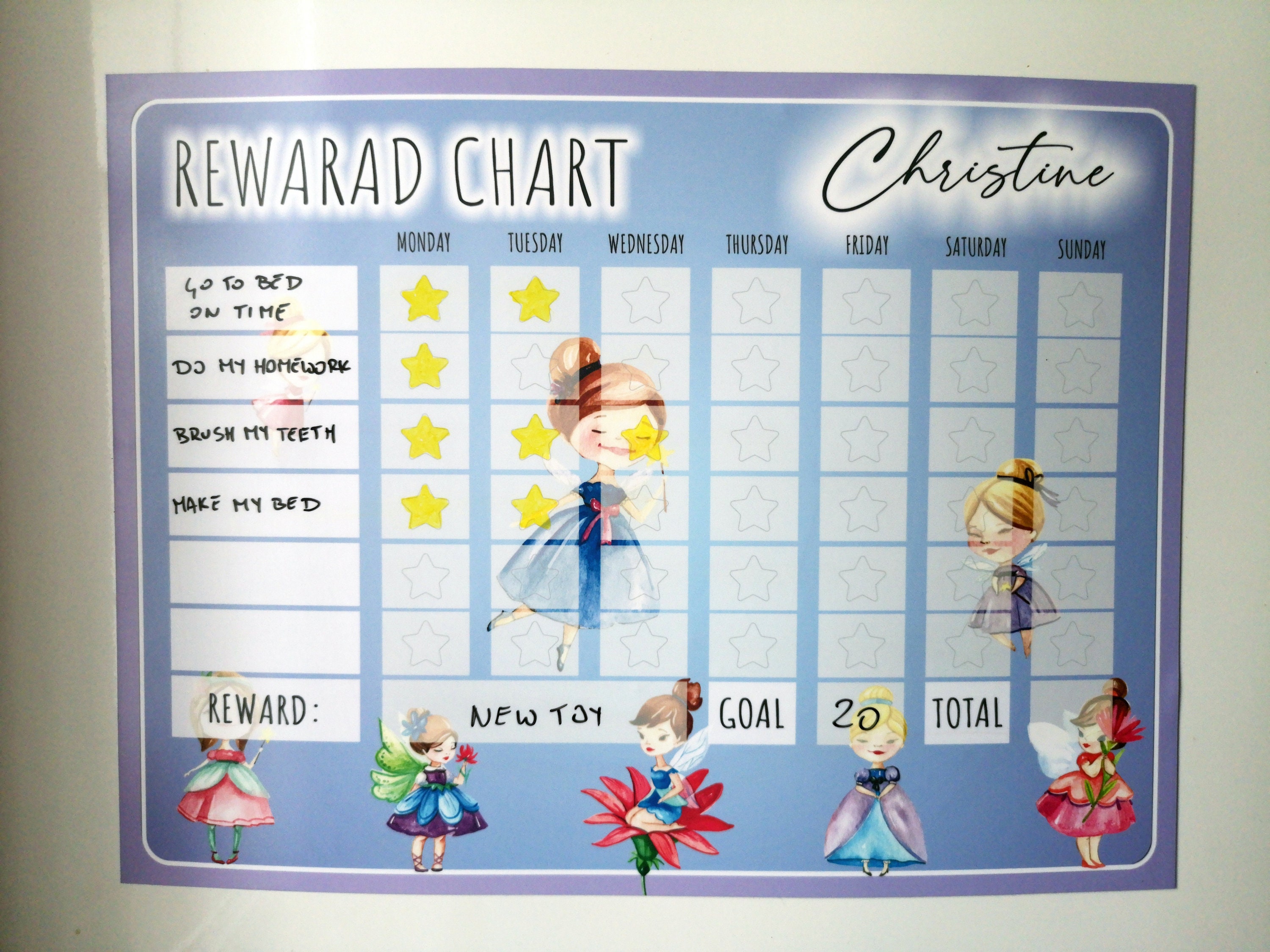 Personalized Dry-wipe Magnetic Kids Reward Chart | Daily Routine Chart ...