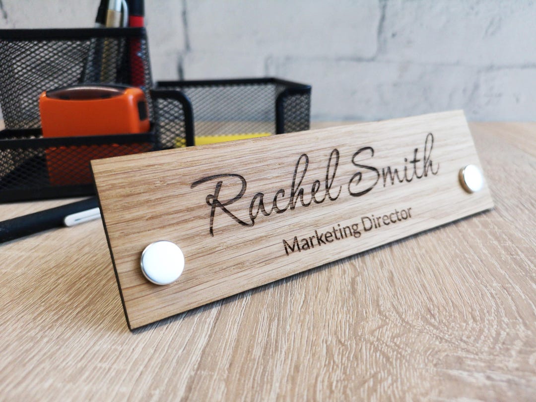 Solid Wood Desk Name Plate Custom Engraved, Personalized Desk Sign ...