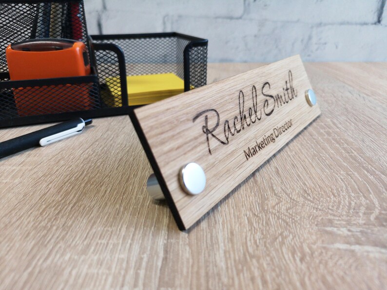 Solid Wood Desk Name Plate Custom Engraved, Personalized Desk Sign ...