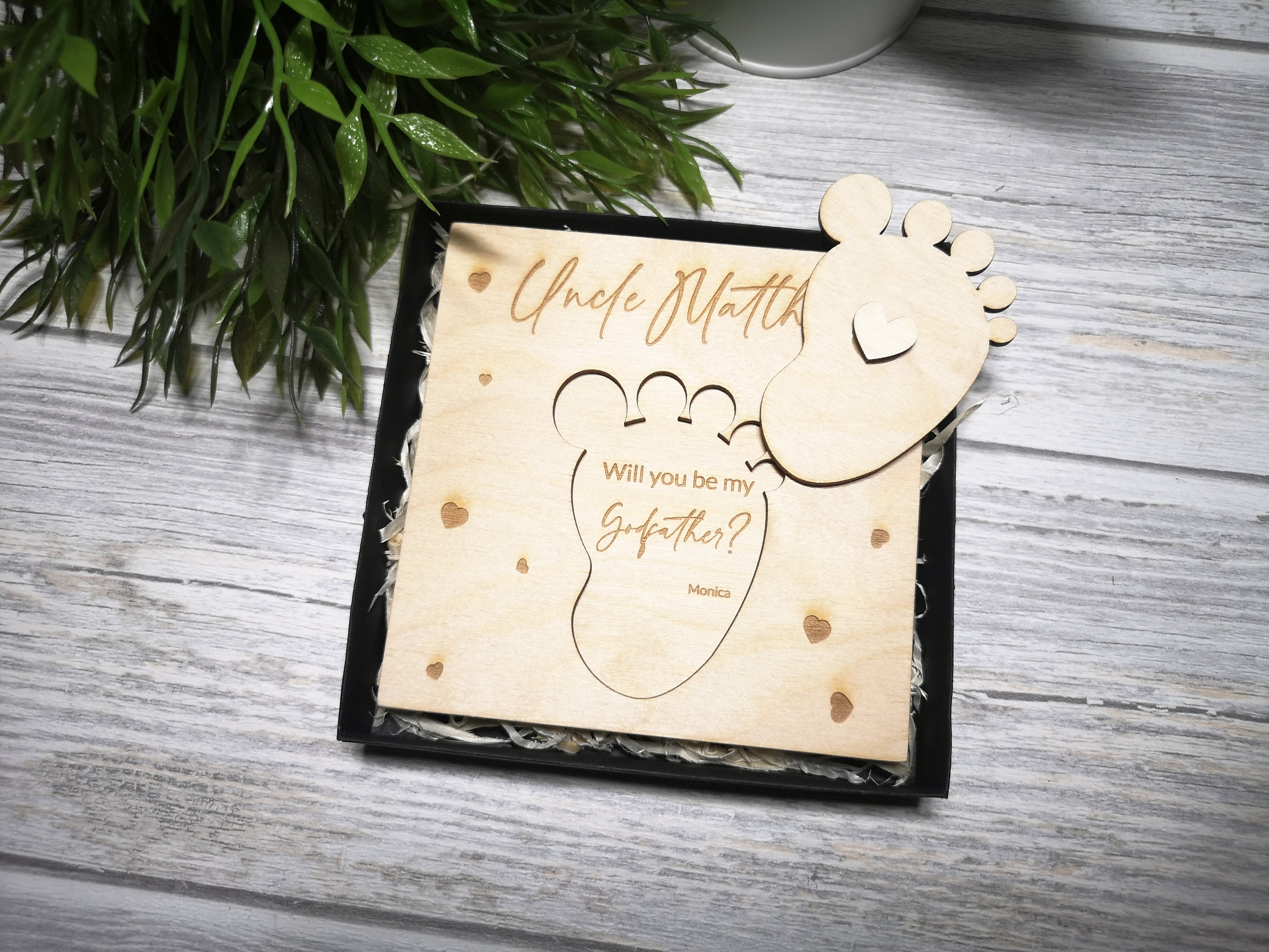 Wooden Will You Be My Godmother / Godfather Proposal, Personalized ...