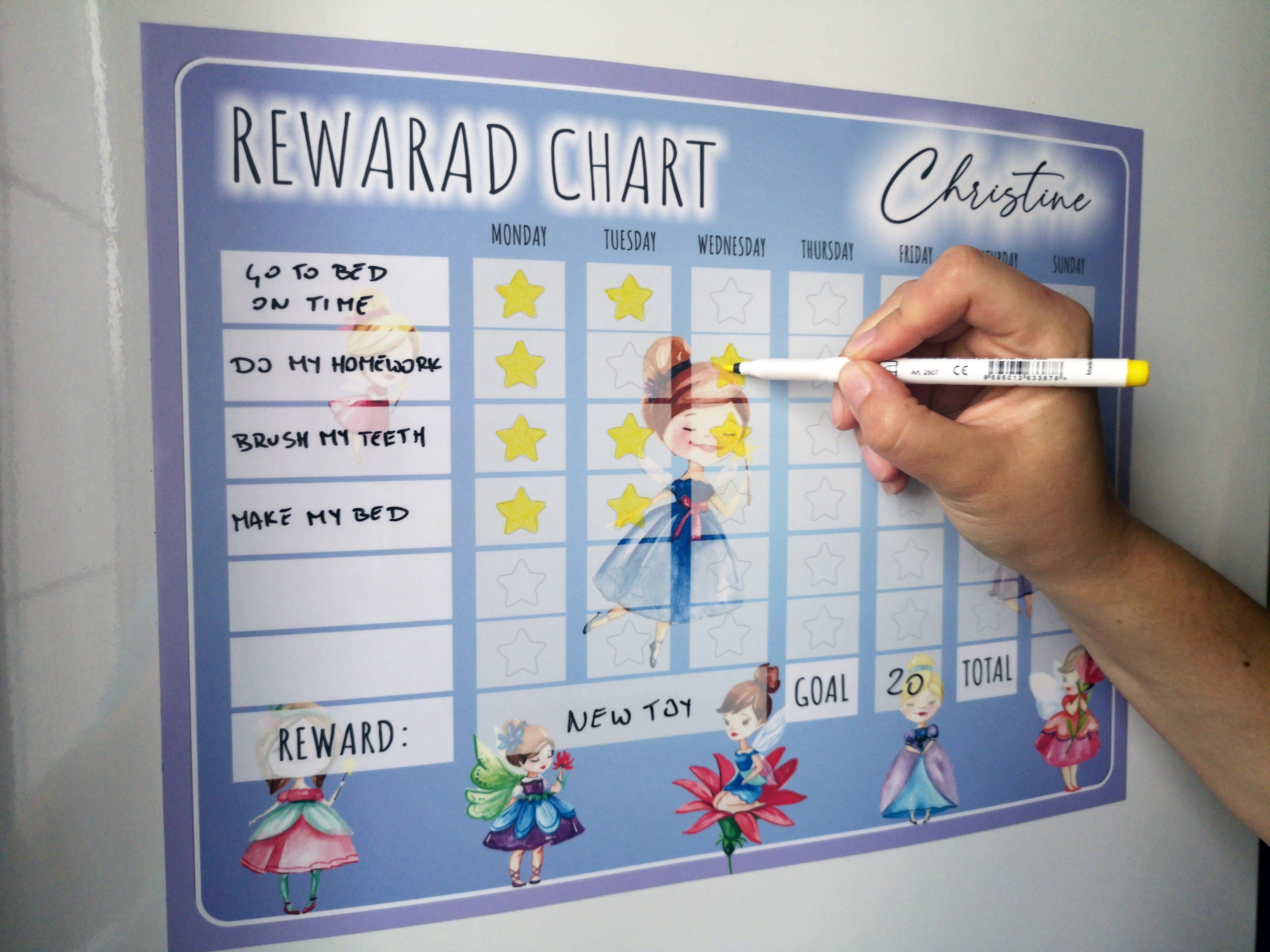 Personalized Dry-wipe Magnetic Kids Reward Chart | Daily Routine Chart ...