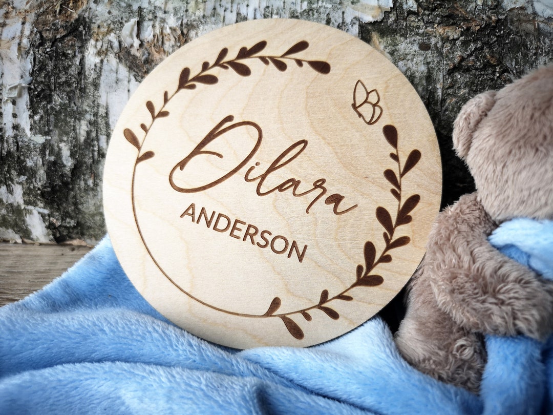 Wooden Baby Arrival Sign - Sign Hello My Name is - Engraved Baby Name ...