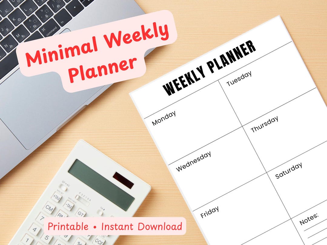 Minimal Weekly Planner Printable | Weekly Schedule PDF | Simple & Clean ...