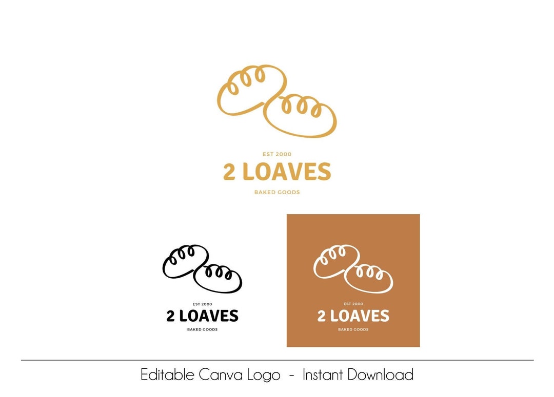 2 Loaves Logo, Editable Logo Design, Artwork, Branding, Bakery, Bread ...