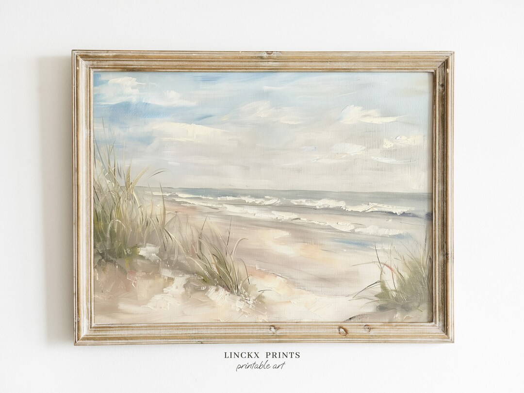 Beachscape Prints, Coastal Ocean Poster, Vintage Summer Beach Dune ...