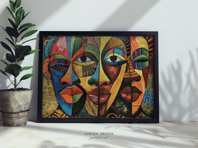 African Artwork, Modern Cubist Faces Wall Art, Printable Ethnic Decor ...