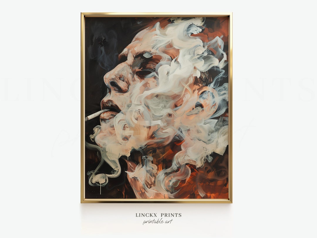 PRINTABLE Wall Art | Smoky Man Portrait | Abstract Emotional Dark ...
