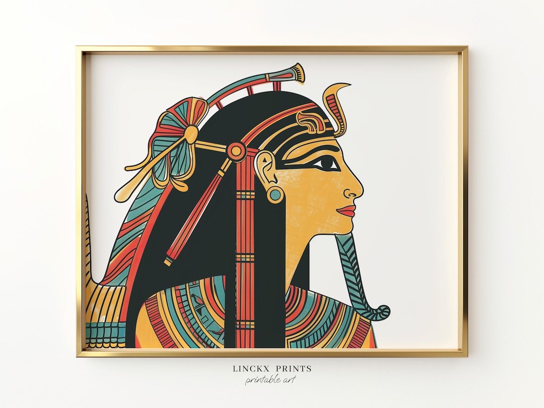 Egyptian Art Print Printable Cleopatra Illustration, Vintage Home Decor ...