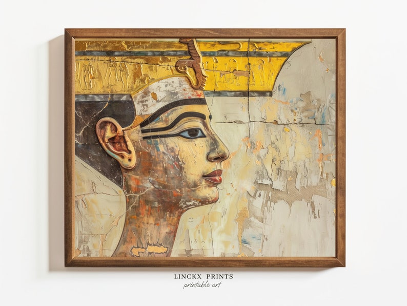 Egyptian Art Print Ancient Queen Nefertiti Vintage Historical Wall ...