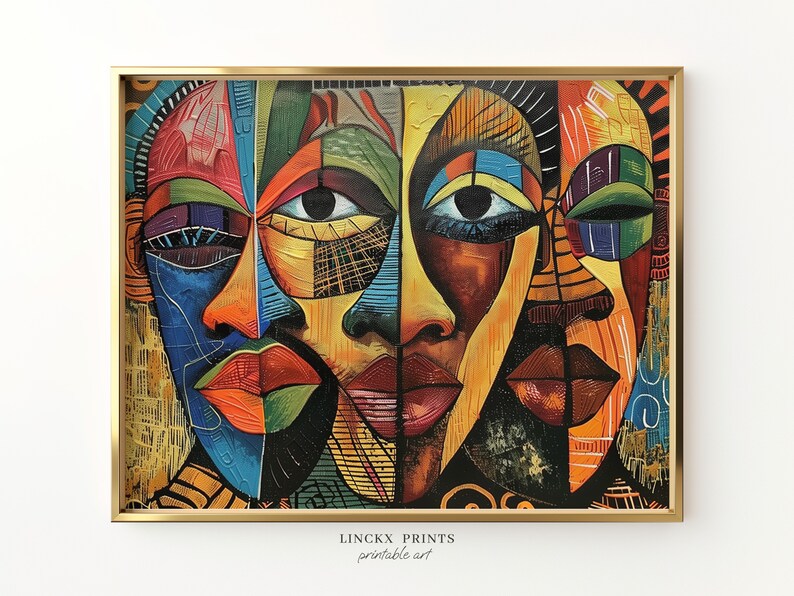 African Artwork, Modern Cubist Faces Wall Art, Printable Ethnic Decor ...