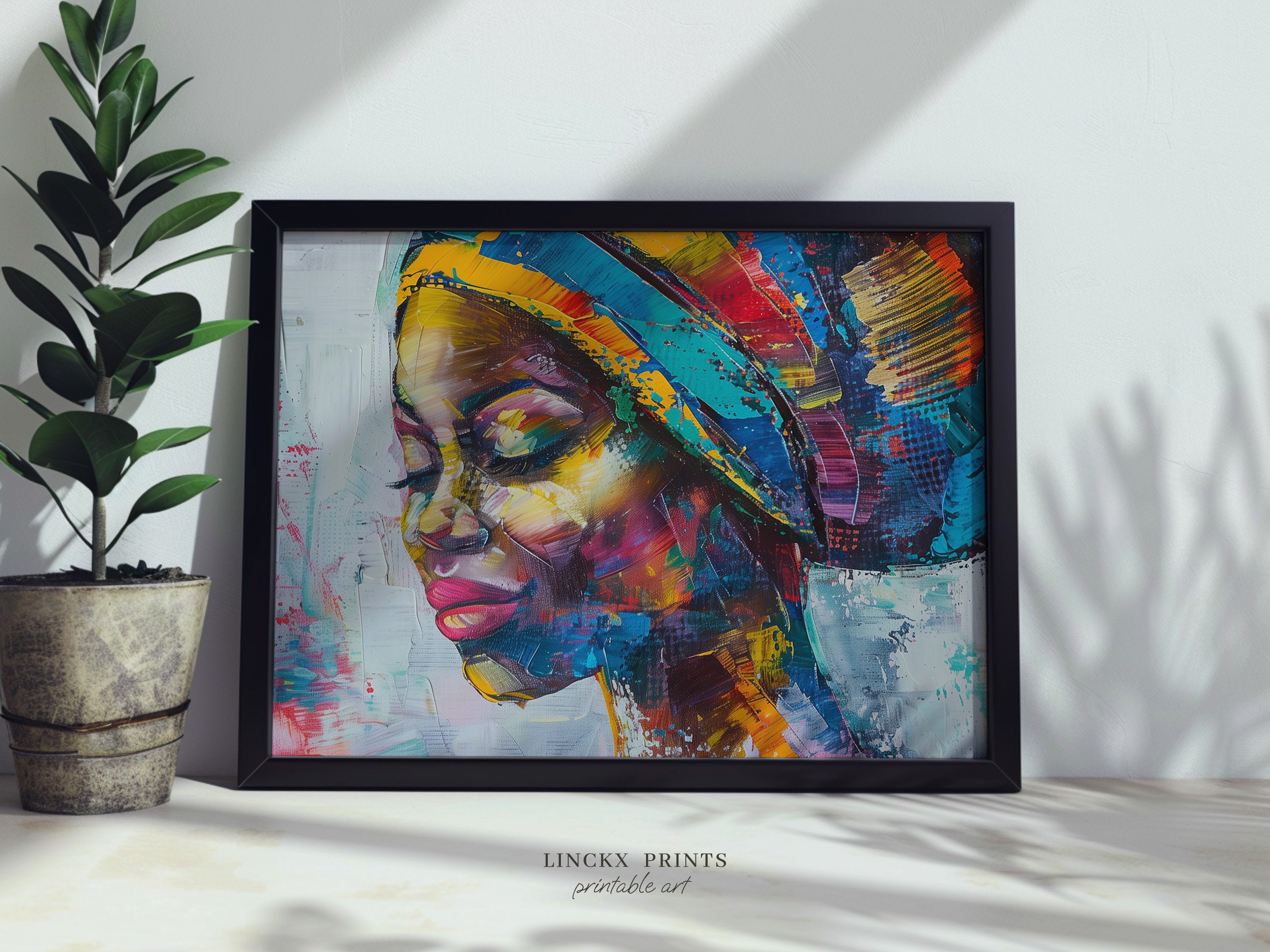 African Artwork Print, Afro Woman Artwork, Vibrant Wall Art, Colorful ...