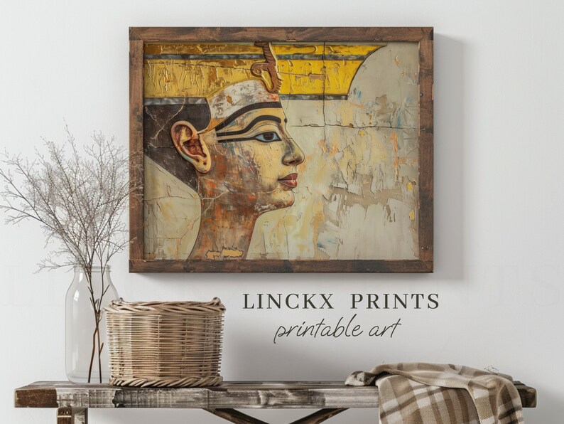 Egyptian Art Print Ancient Queen Nefertiti Vintage Historical Wall ...