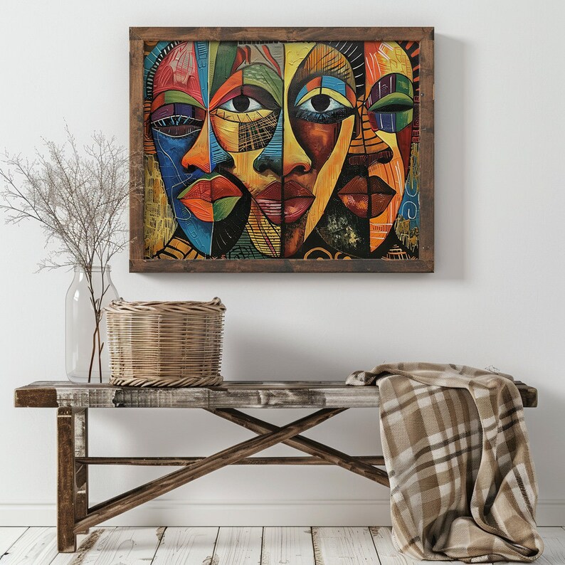 African Artwork, Modern Cubist Faces Wall Art, Printable Ethnic Decor ...