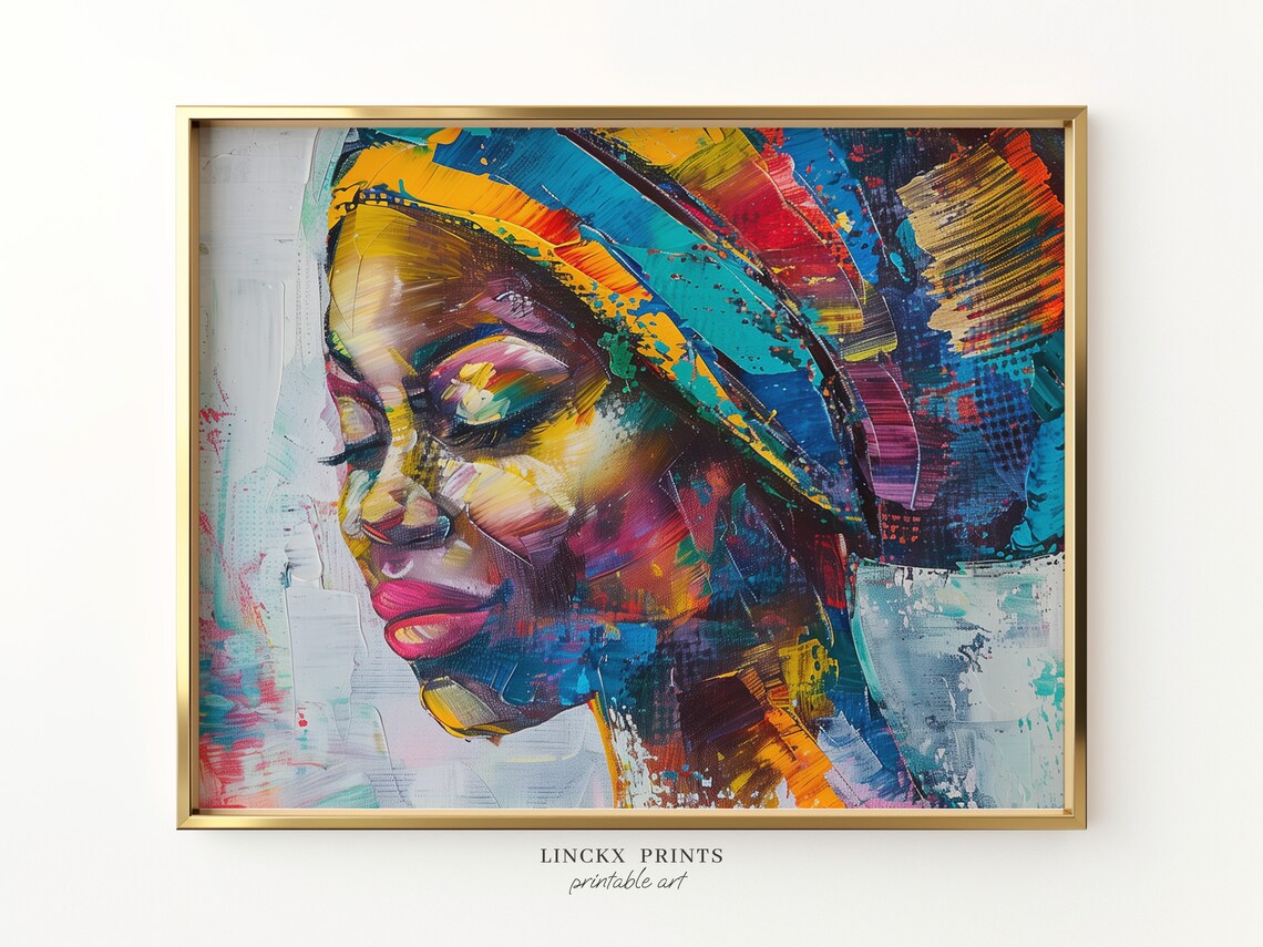 African Artwork Print, Afro Woman Artwork, Vibrant Wall Art, Colorful ...