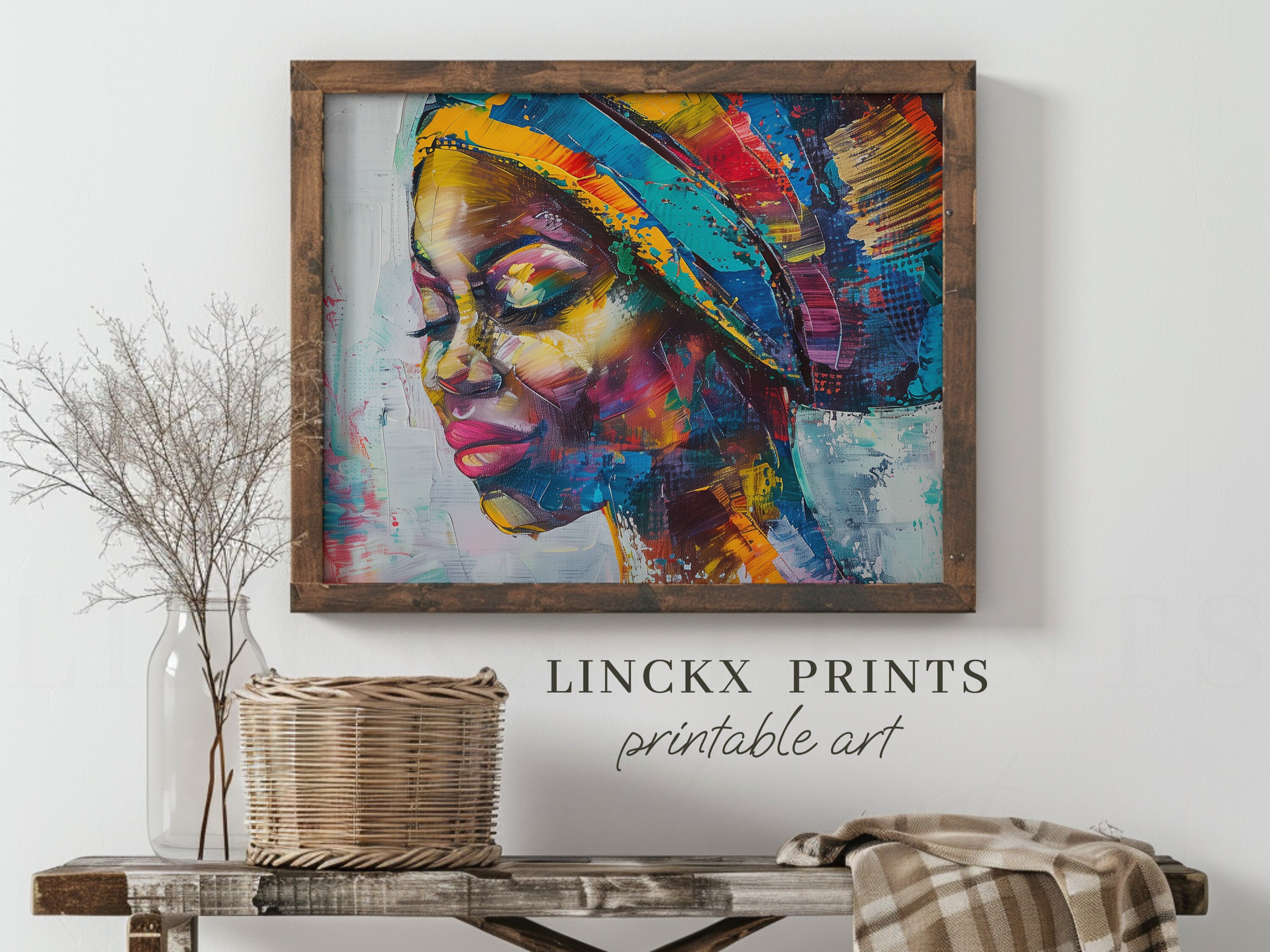 African Artwork Print, Afro Woman Artwork, Vibrant Wall Art, Colorful ...