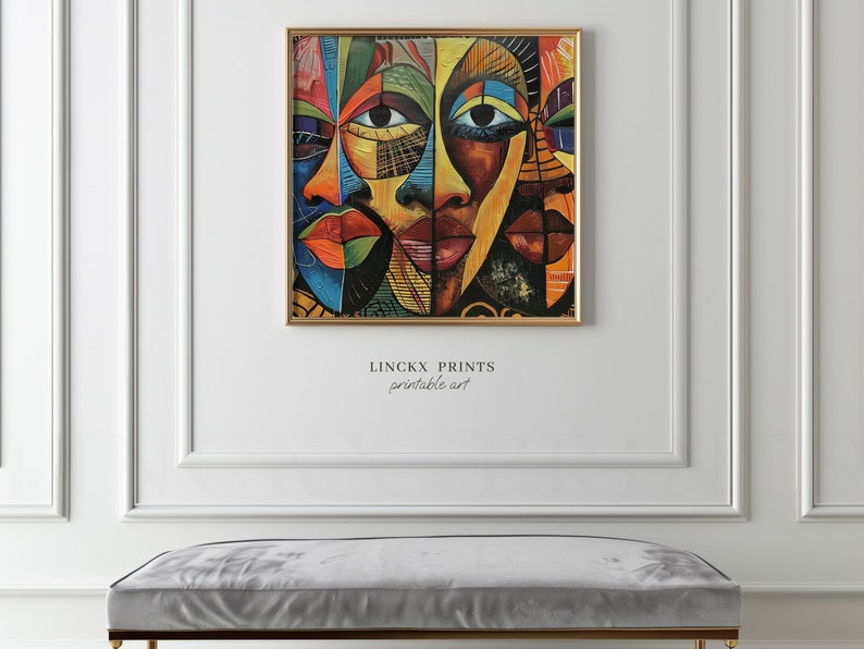 African Artwork, Modern Cubist Faces Wall Art, Printable Ethnic Decor ...