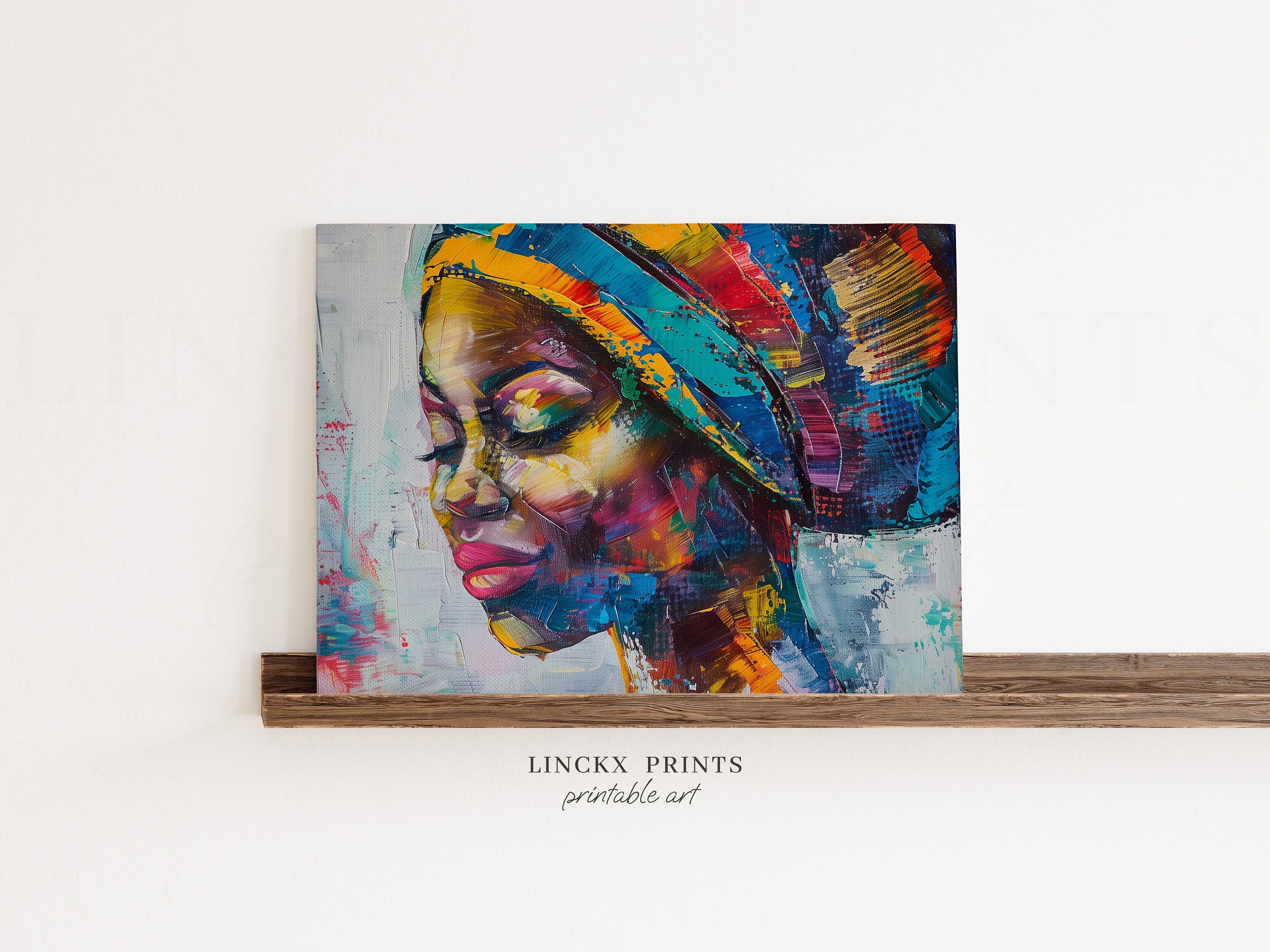 African Artwork Print, Afro Woman Artwork, Vibrant Wall Art, Colorful ...