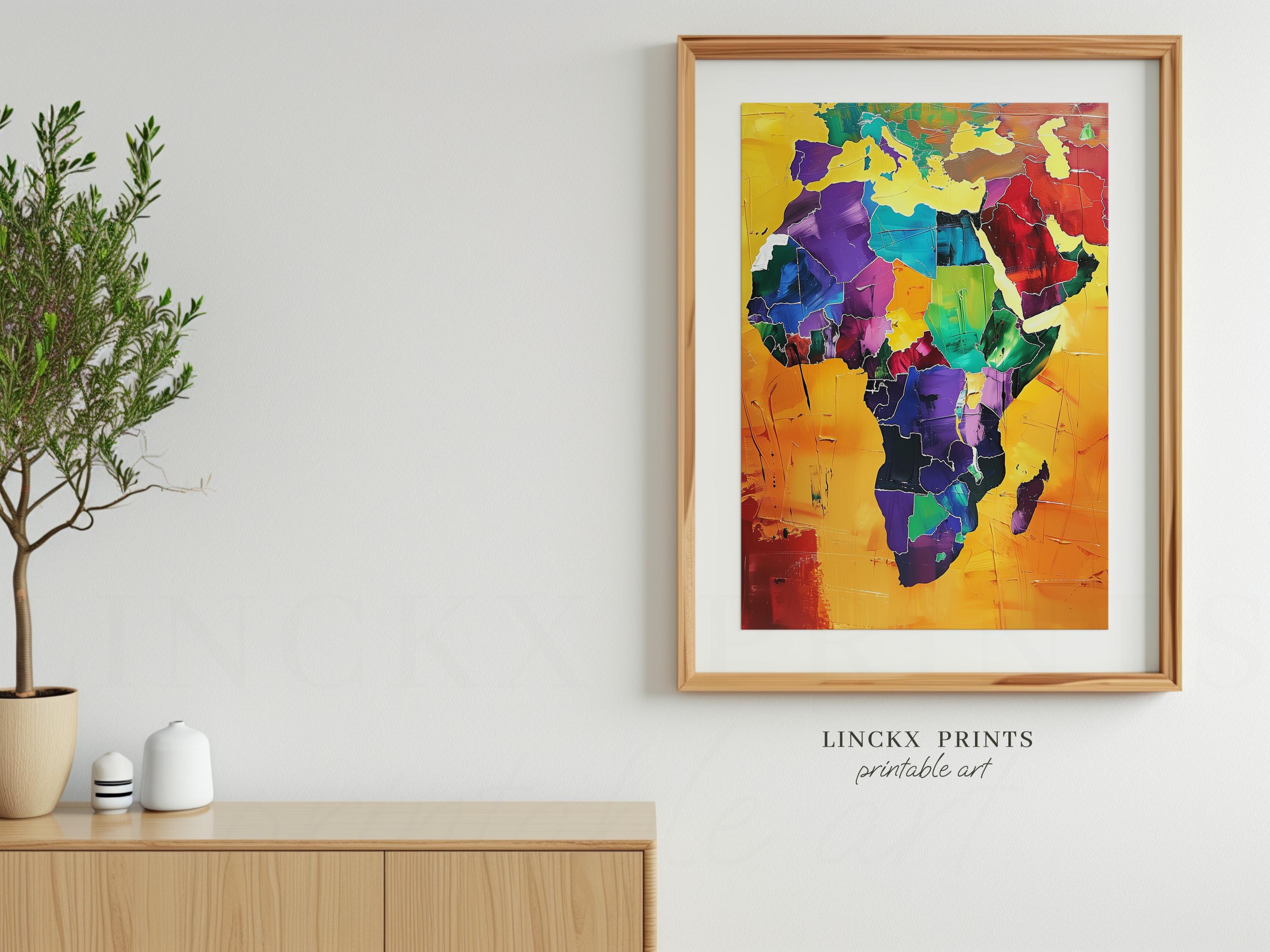 Abstract Africa Map, Colorful World Map, Vibrant Digital Painting ...