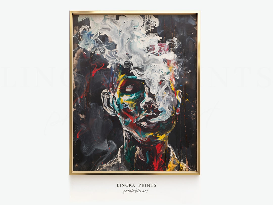 Smoky Man Portrait Print | Abstract Dark Painting (digital Download) - Etsy