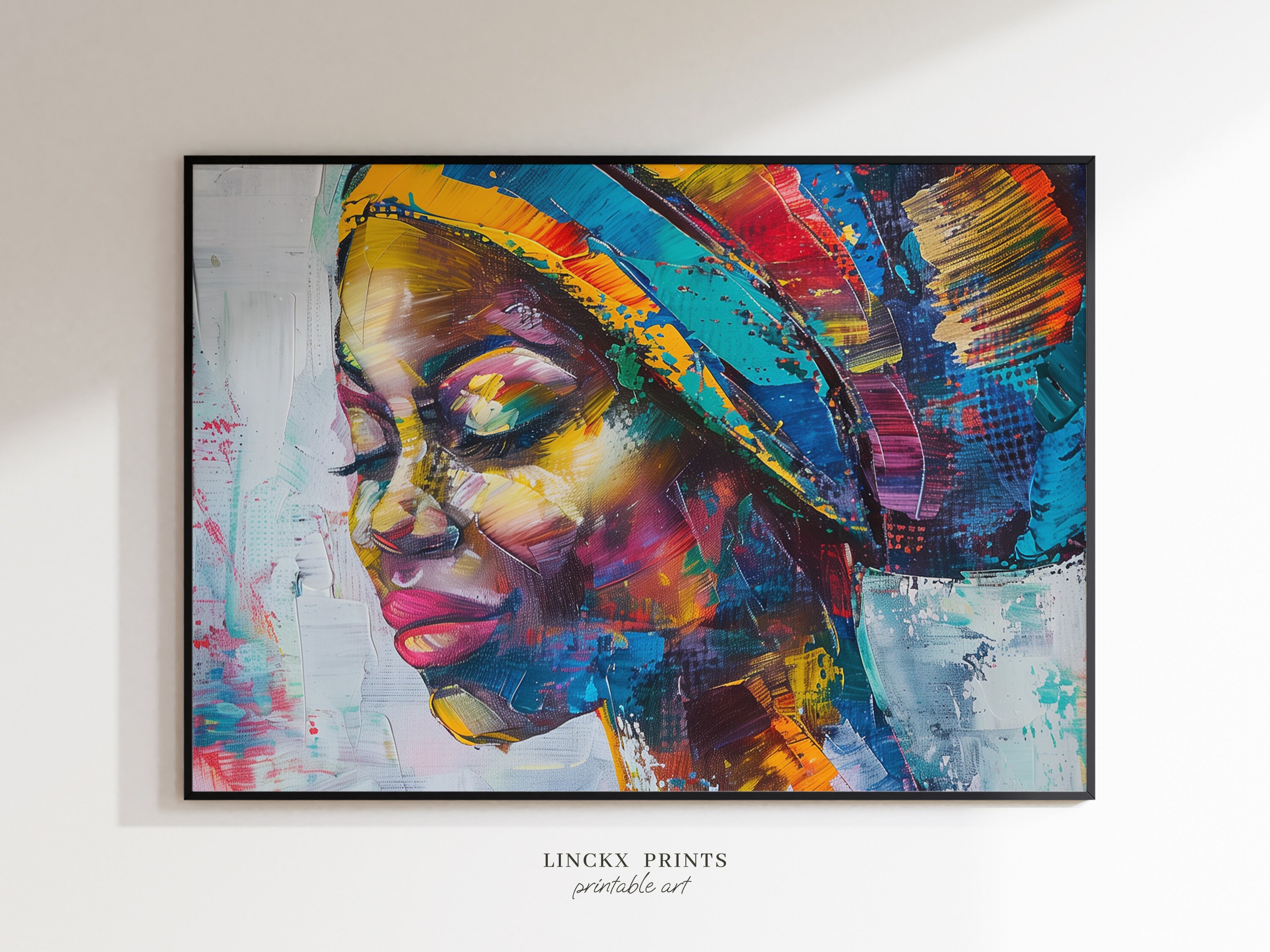 African Artwork Print, Afro Woman Artwork, Vibrant Wall Art, Colorful ...