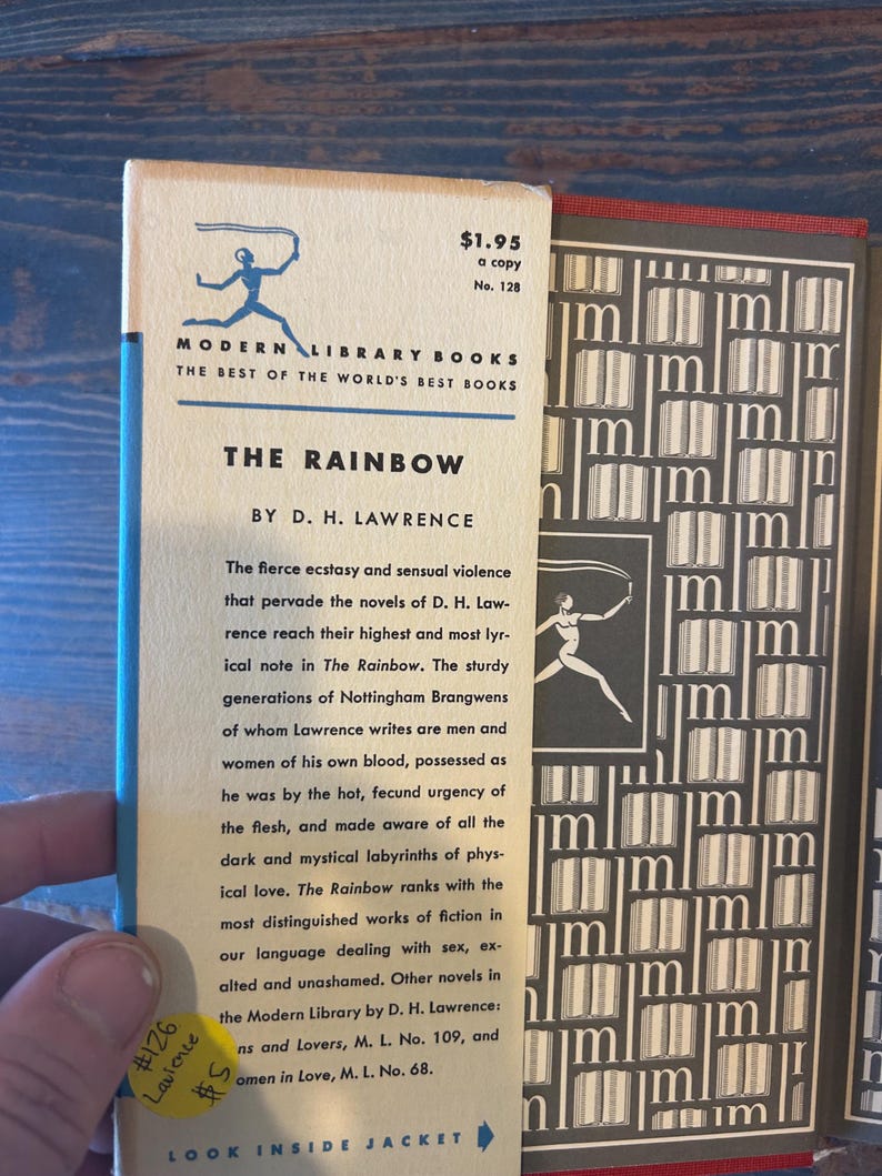 D.H. Lawrence - the Rainbow (modern Library 128) With Dust Jacket - Etsy