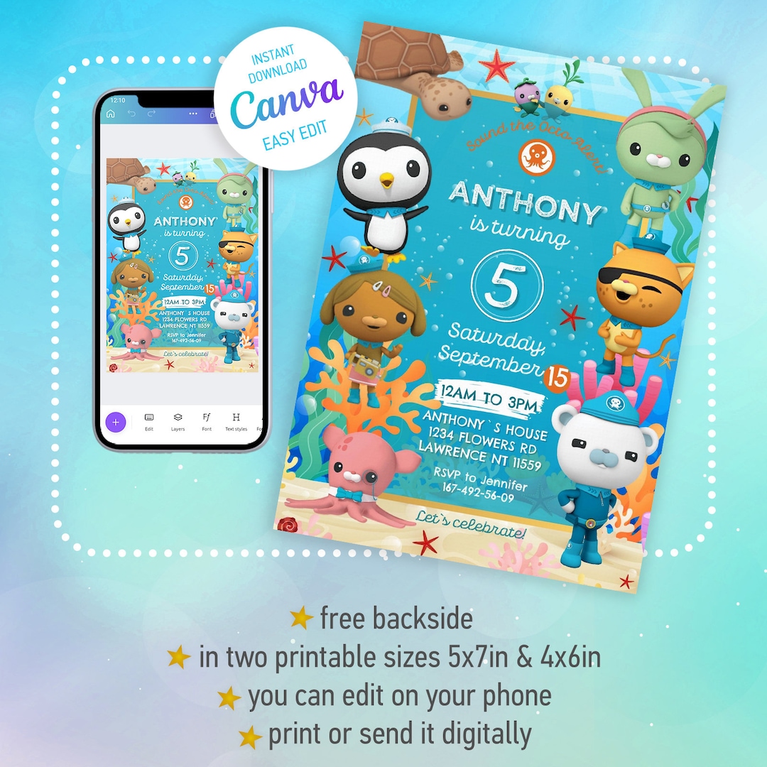 Octonauts Invitation Printable Editable Birthday Invite - Etsy