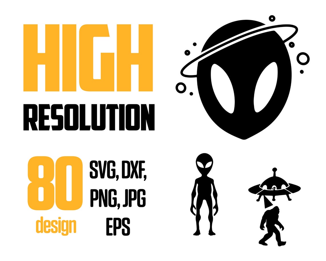 Alien Svg Bundle, UFO Svg, Alien Silhouette, UFO PNG, Alien Vector, Ufo ...
