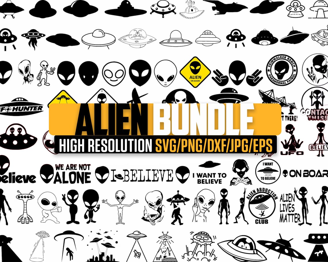 Alien SVG Bundle, UFO Silhouette Designs (digital Download) - Etsy