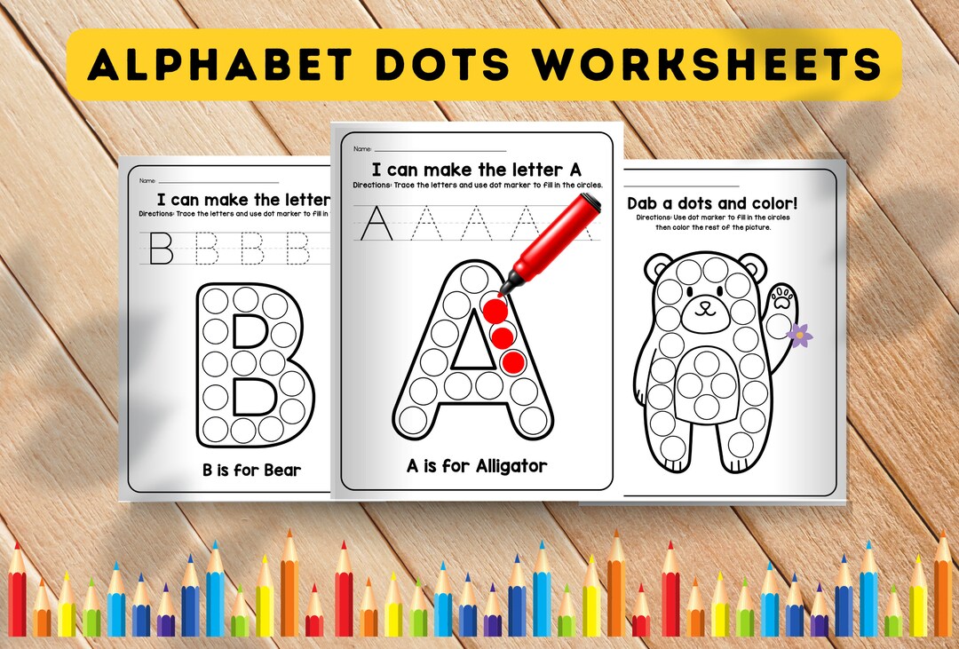 52 Printable Alphabet Animals Do-a-dots Worksheets A-Z - Etsy