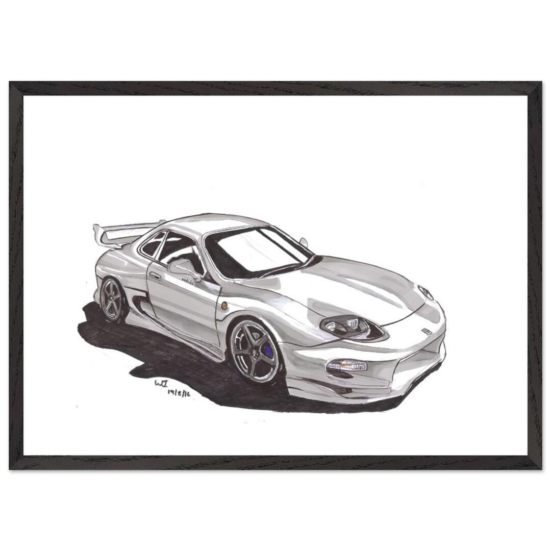 JDM Mitsubishi FTO Car Drawing Art Premium Wooden Framed Poster With ...