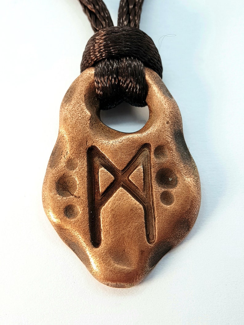 Manaz Rune Pendant, Copper Viking Rune Talisman, Handforged Elder ...