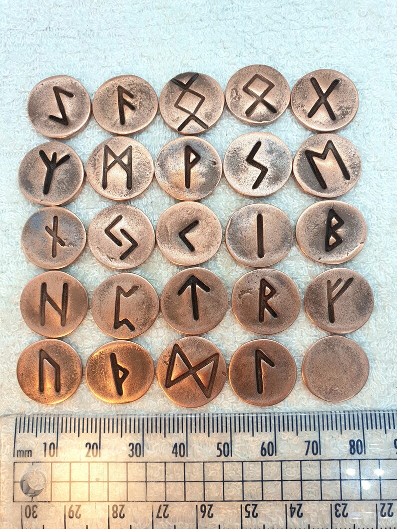 Artisan Copper Rune Set, Handmade Rune Set, Divination Runes, Norse ...