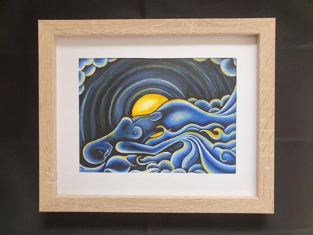 Blue Goddess of the Air Painting, Air East Element Art, Handpainted ...